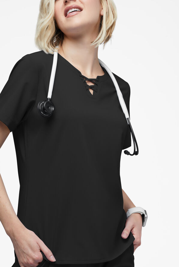 Easy STRETCH Gigi Women's Lace Tuck-In Scrub Top, Fashion Scrub Tops