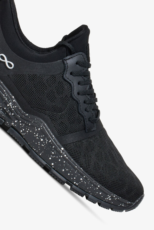 Infinity by Cherokee Women's Fly Black Speckled Athletic Lace Up Shoes ...