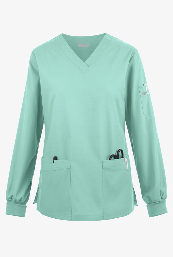 Butter-Soft Originals Women's 7-Pocket V-Neck long Sleeve Scrub Top ...
