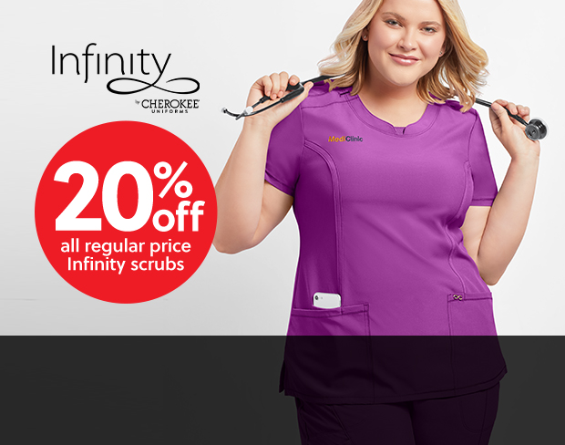 Cherokee 2625A Antimicrobial Mock Wrap Scrub Top, Infinity Scrubs